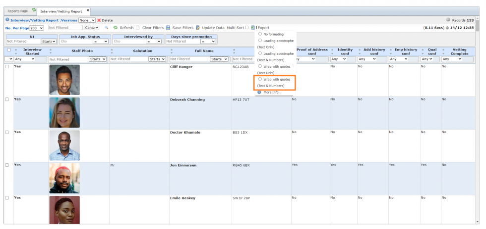 CSV Export Number Format - AXLR8 Field Staffing Systems
